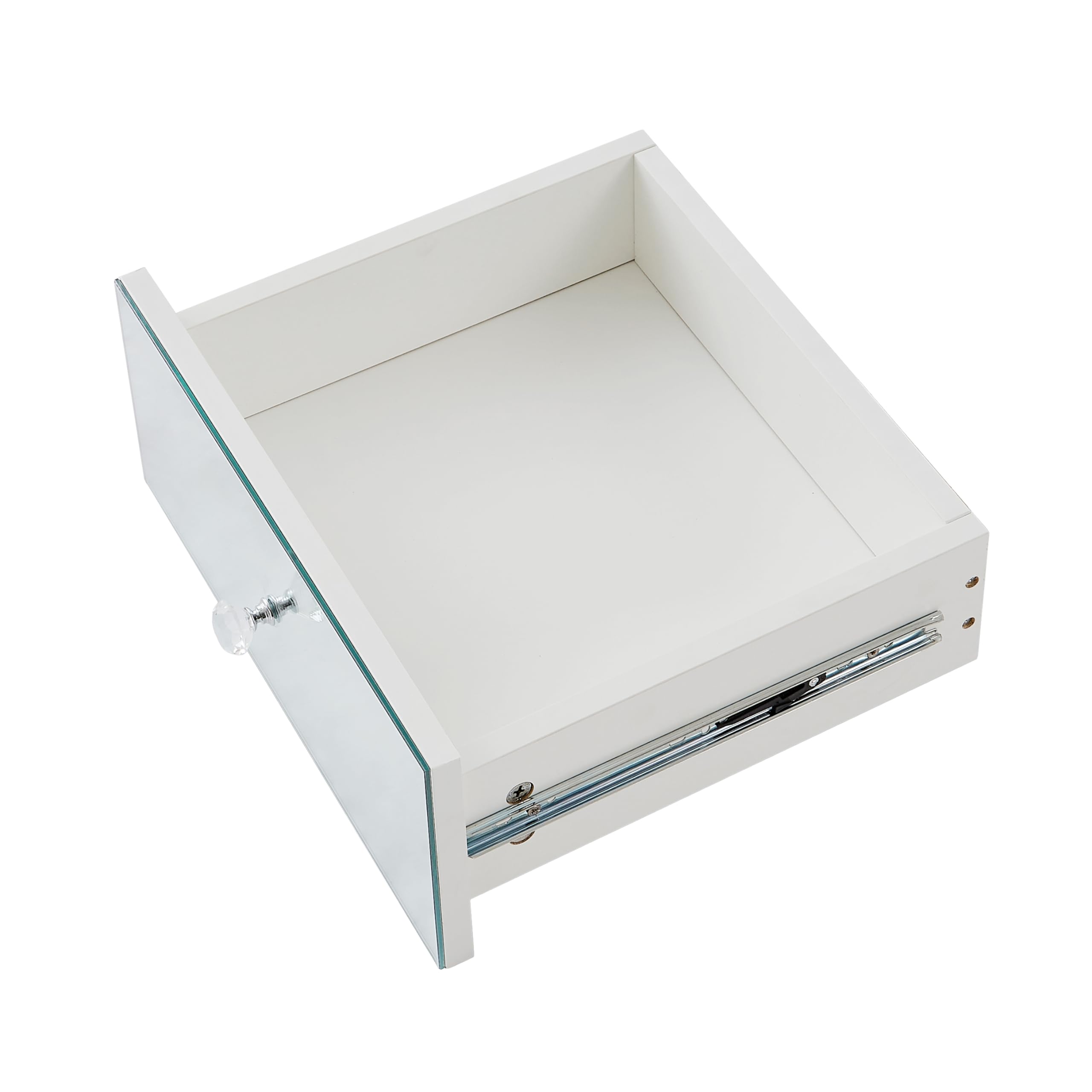 3 Drawer Nightstand for Bedroom, Modern Wood and Mirrored Nightstand, Square Bedside Glass End Table with Storage for Bedroom Room, Sofa, White