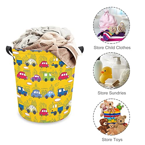 Colorful Car Foldable Laundry Basket Waterproof Hamper Storage Bin Bag with Handle 16.5"x 16.5"x 17"