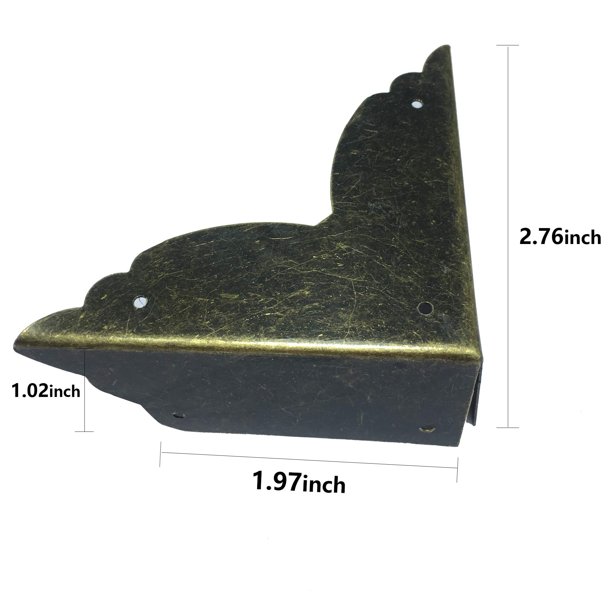 Corner Protectors Metal Bronze Box Corners Corner Decorative Side Length 2.8" Set of 10