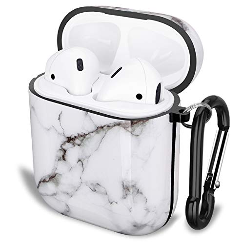 GOLINK Case for Airpods,Marble Series Protective Shockproof TPU Gel Case with Printing for Airpods 1st/2nd Charging Case(White Marble)