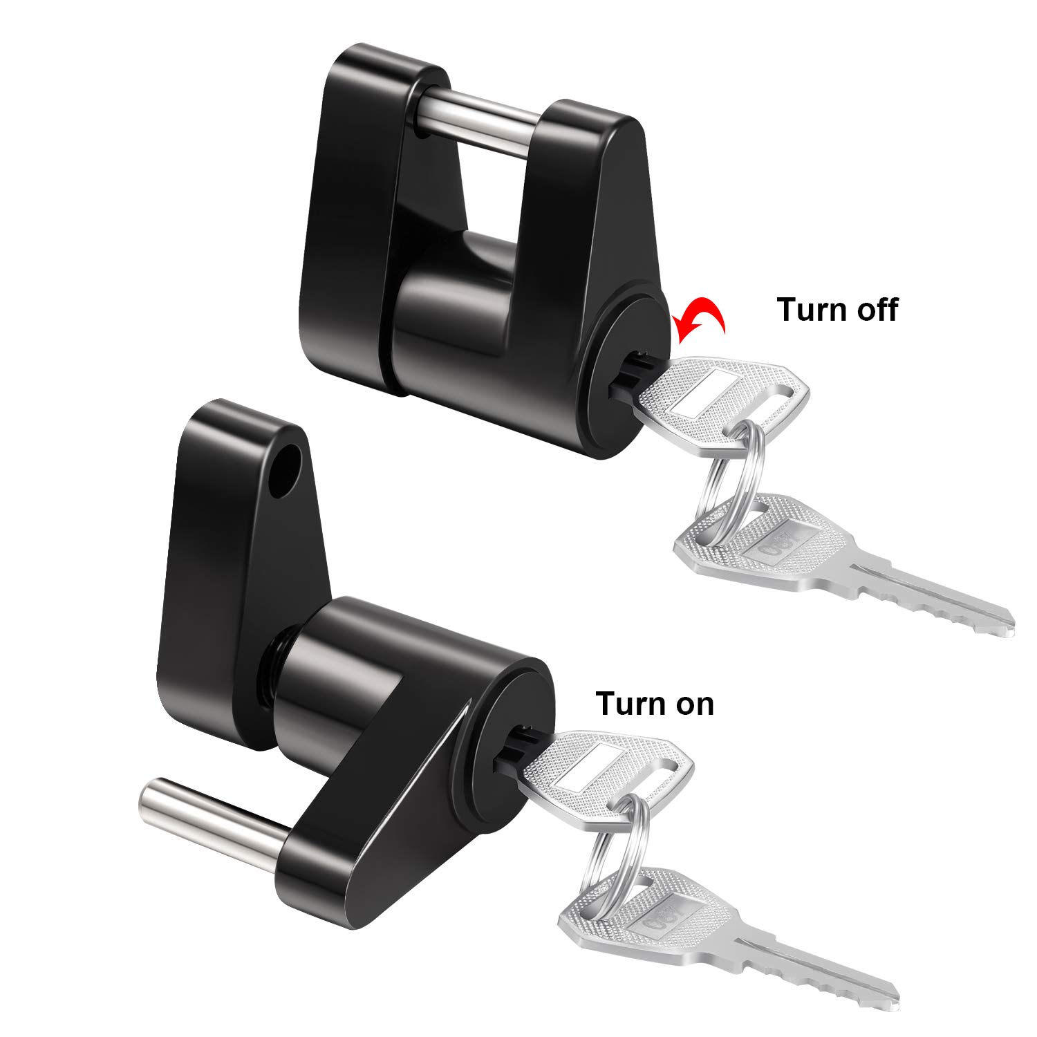 2 Pieces Trailer Hitch Coupler Lock Trailer Coupler Padlock 1/4 Inch Hitch Pin 3/4 Coupler Span for SUV Truck Trailer RV Trucks Boat
