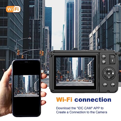 4K 64MP Digital Camera for Photography, Compact Vlogging Camera for YouTube with Auto Focus, Selfie Screens,32GB SD Card,Point&Shoot Camera with WiFi 18X Zoom,Travel Video Camera for Beginners Kids