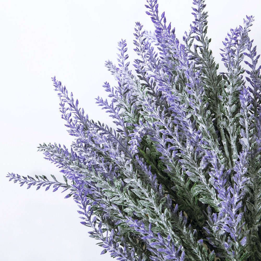 Artificial Lavender Bouquet Plastic Flocked Flowers Layout DIY Bridal Bouquet Home Garden Mall Christmas Holiday Decora-5PCS Purple