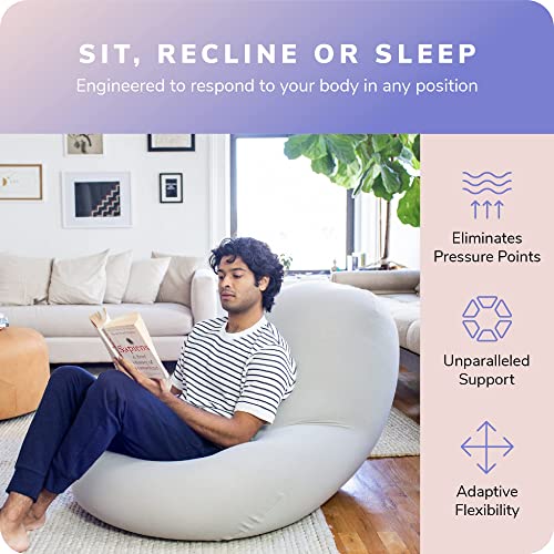 Moon Pod Adult Beanbag Chair, Gray – The Zero-Gravity Bean Bag Chair for Stress, Comfort, and All Day Deep Relaxation – Ultra Soft and Ergonomic Support for Back and Neck – for The Whole Family