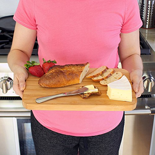 Bamboo Cutting Board with Juice Groove - Convenient Size 8”x13” | Extra Thick Board | Serving Tray | Food Plating - Kitchen Essentials for New Home