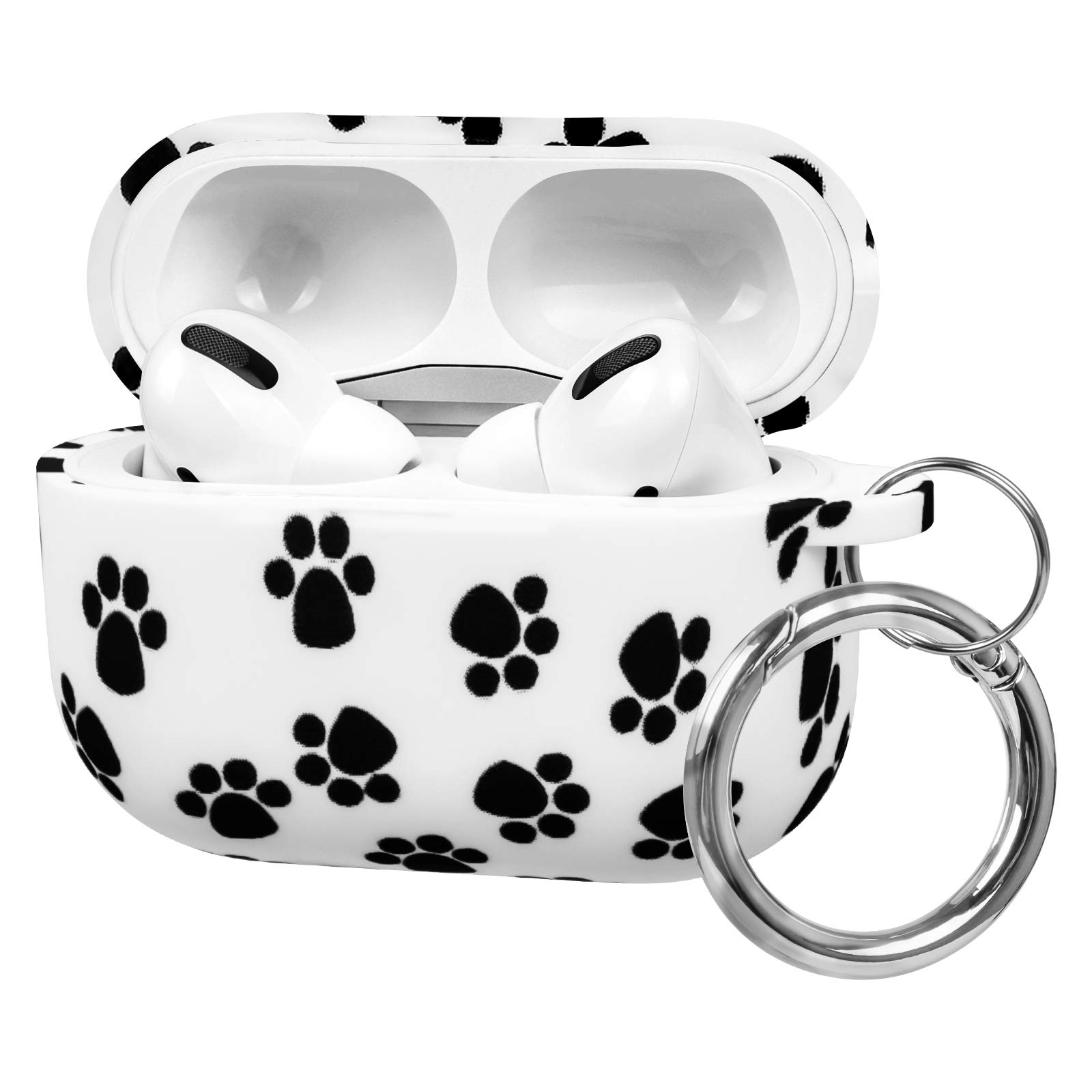FRDERN AirPods Pro case with Keychain Soft Silicone Fadeless Pattern Printed Case Cover Skin Women Girls Men, Support Wireless Charging for AirPods Pro (Dag Paw)