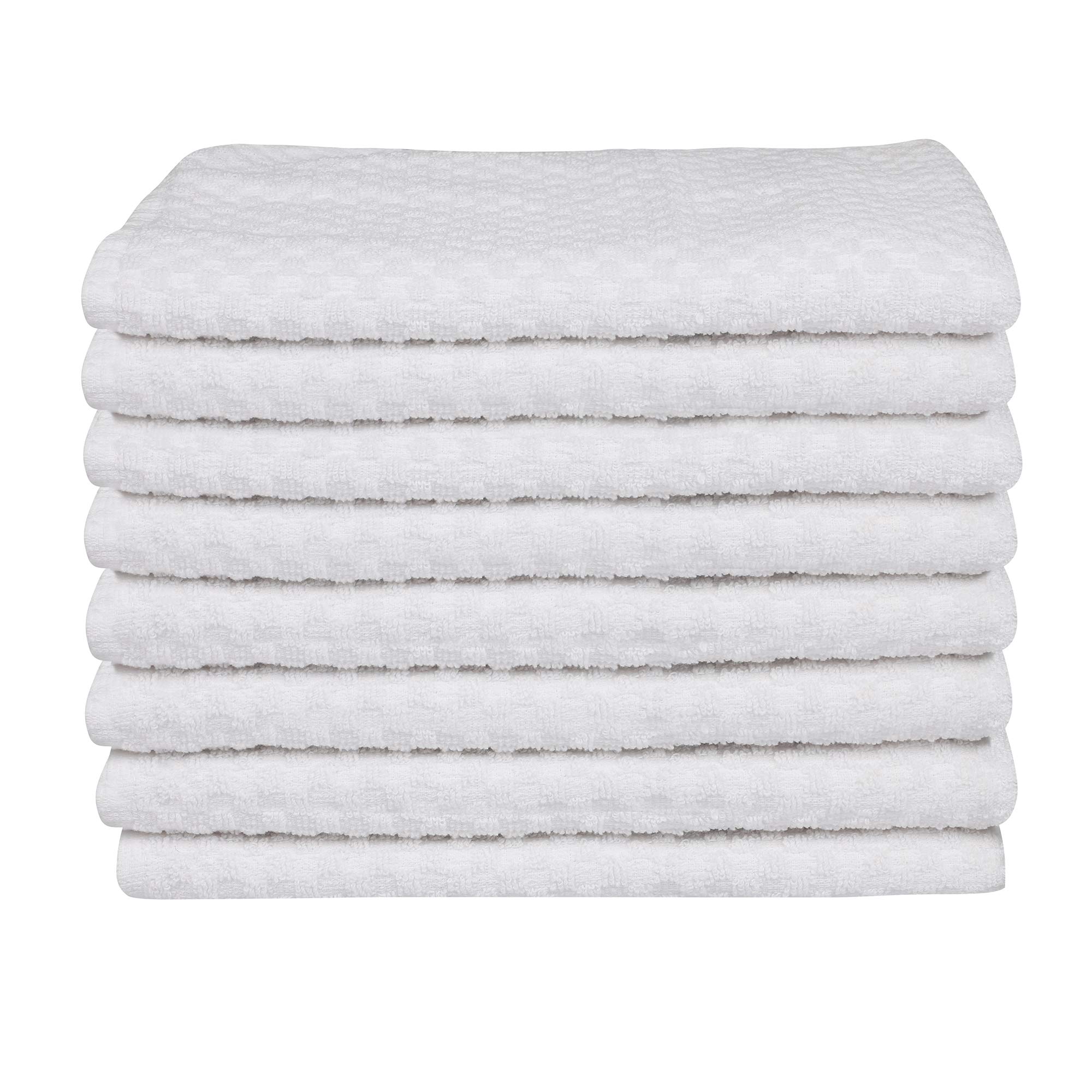 DG Collections Terry Dish Towels, 100% Cotton Kitchen Towels, Set of 8 (15x25 inch) Hand Towels - 400 GSM, Absorbent Terry Cloth Dish Towels for Kitchen, Soft Tea Towels - White Color