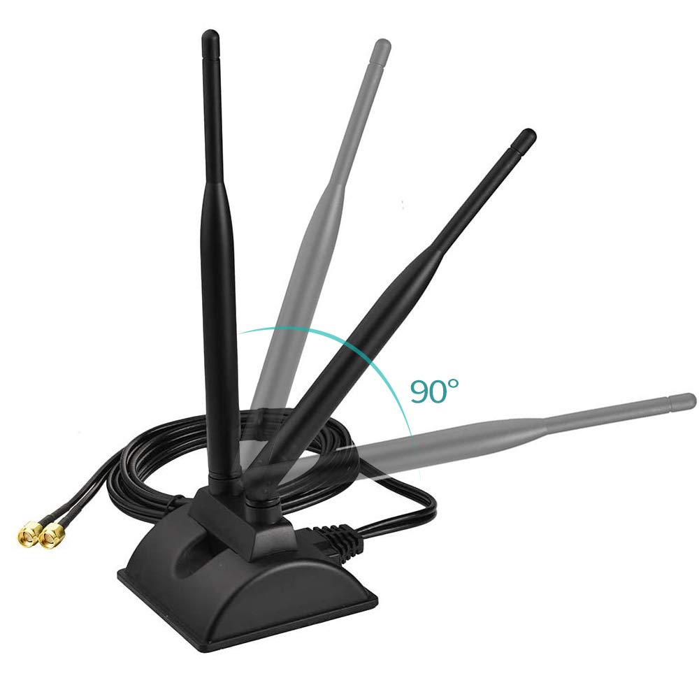 CORONIR WiFi Antenna with RP-SMA Male Connector, 2.4GHz 5GHz Dual Band Antenna Magnetic Base with Extension Cable for PCI-E WiFi Network Card USB WiFi Adapter Wireless Router Mobile Hotspot