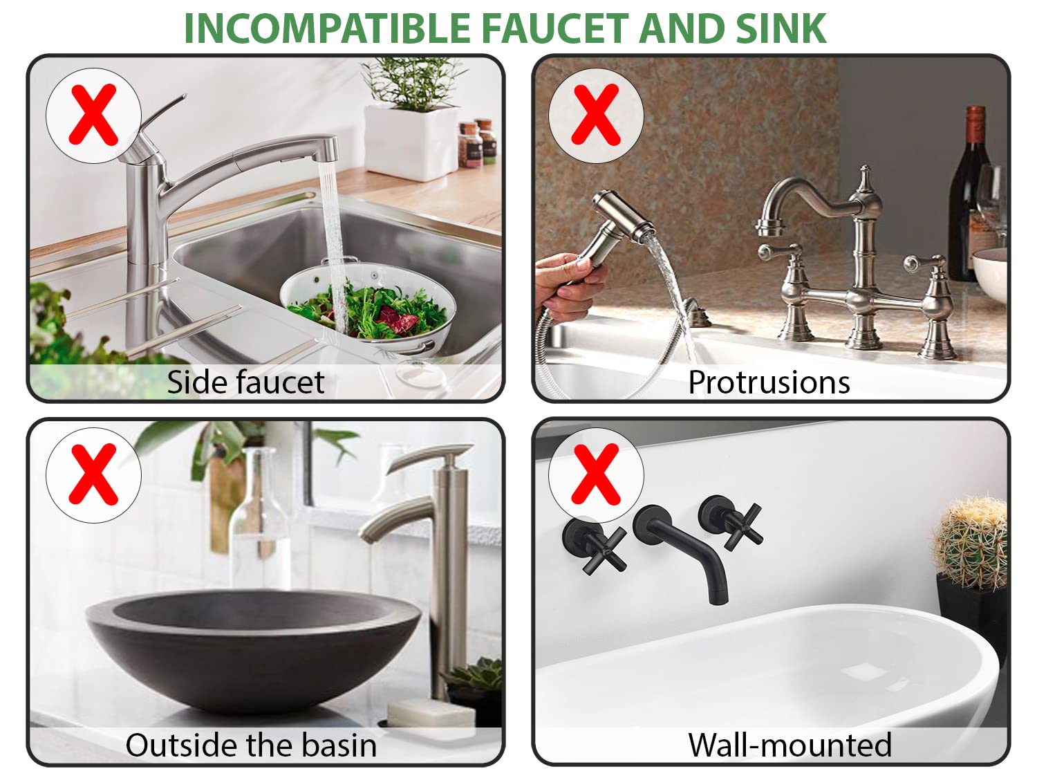2 Pcs White Silicone Faucet Handle Drip Catcher Tray - Drip Catcher for Sink Faucet β Kitchen Faucet Drip Mat - Sink Faucet Splash Guard - Faucet Pad - Counter Faucet Mat - Silicone Sink Protector.