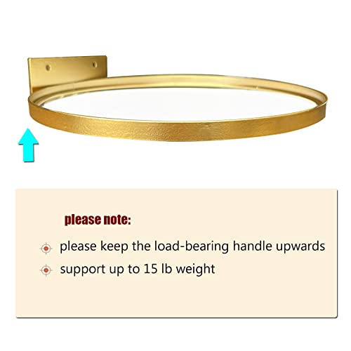Cityelf Floating Shelves Wall Mounted Gold Wall Decor Iron Glass Hanging Shelf Home Decor Set of 3 Display Ledge Shelves for Living Room Bedroom Office-Gold