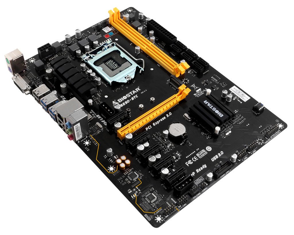 Biostar 198118 Motherboard Tb250-btc Core I7/i5/i3 Lga1151 B250 Ddr4 Sata Pci Express Usb Atx Retail