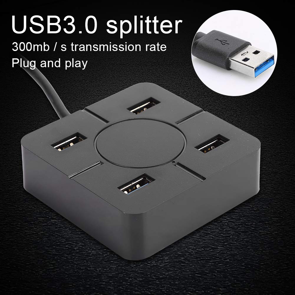 Docking Station, Black USB Hub, Hub, USB3.0 High Speed Transmission for Keyboard U Disk for Mouse Card Reader(Black)