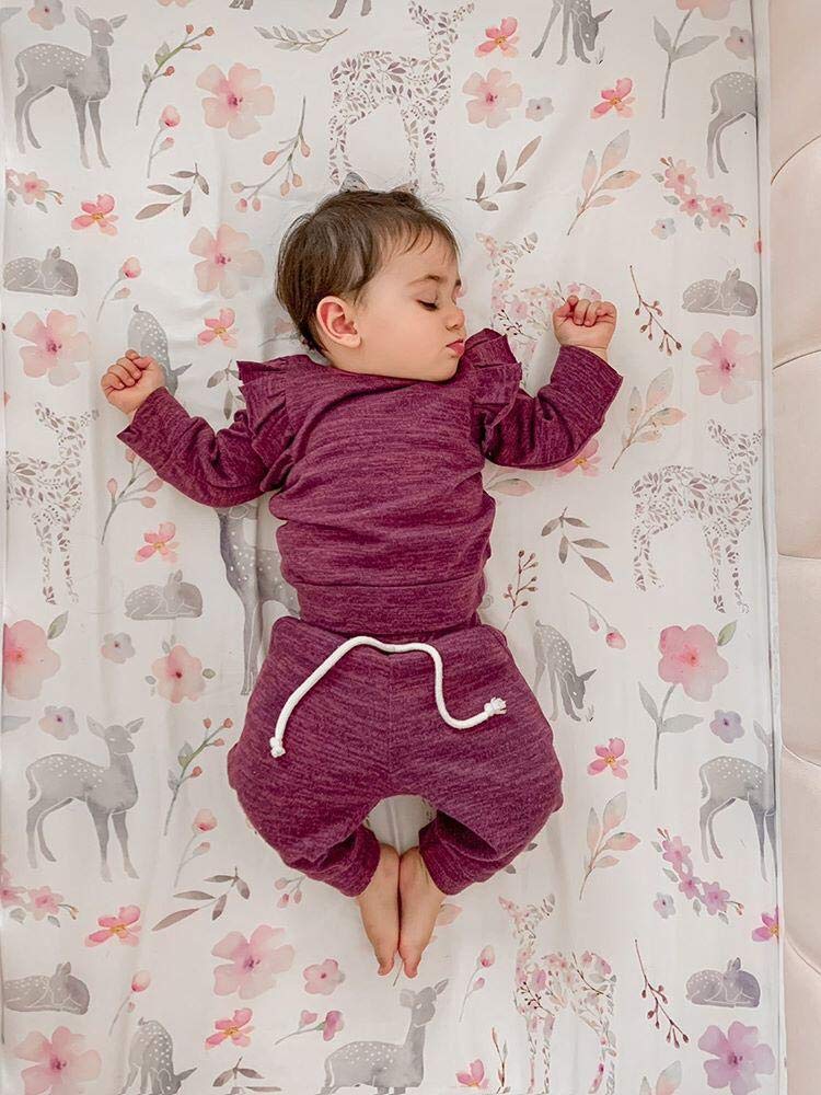 Infant Baby Girls Clothes Ruffle T-Shirt + Pants Fall Winter Outfits Set Purple