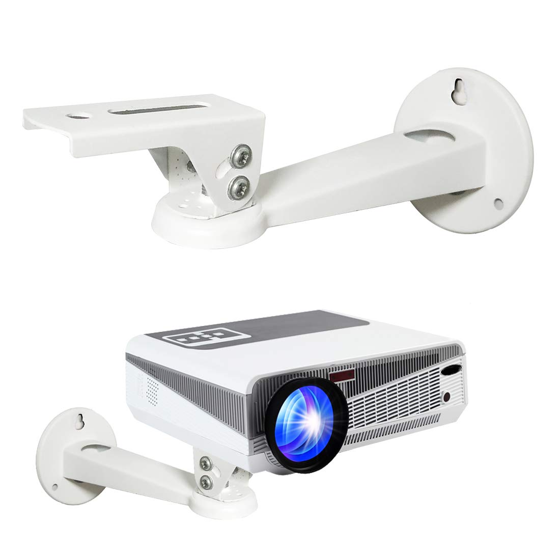 2-Be-Best Mini Projector Wall Mount, Angle Adjustable Projector Mount for Wall, Projector Hanger with Load 11 lbs Length 7.9" 1/4" Mounting Screw,Projector Mount, White