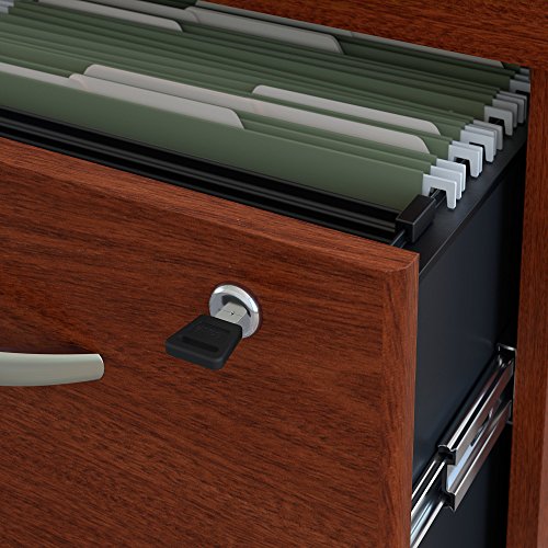Bush Business Furniture Series C 72W Bow Front L Shaped Desk with 48W Return and Mobile File Cabinet in Mahogany