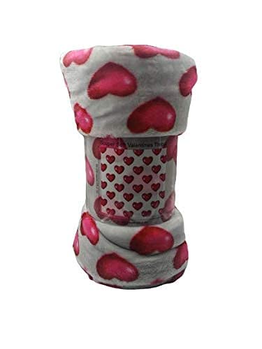 Décor&More Amor Eterno Be Mine Love Collection Valentine's Day Heart Ultra Plush Throw Blanket (50" x 60") - Red Hearts