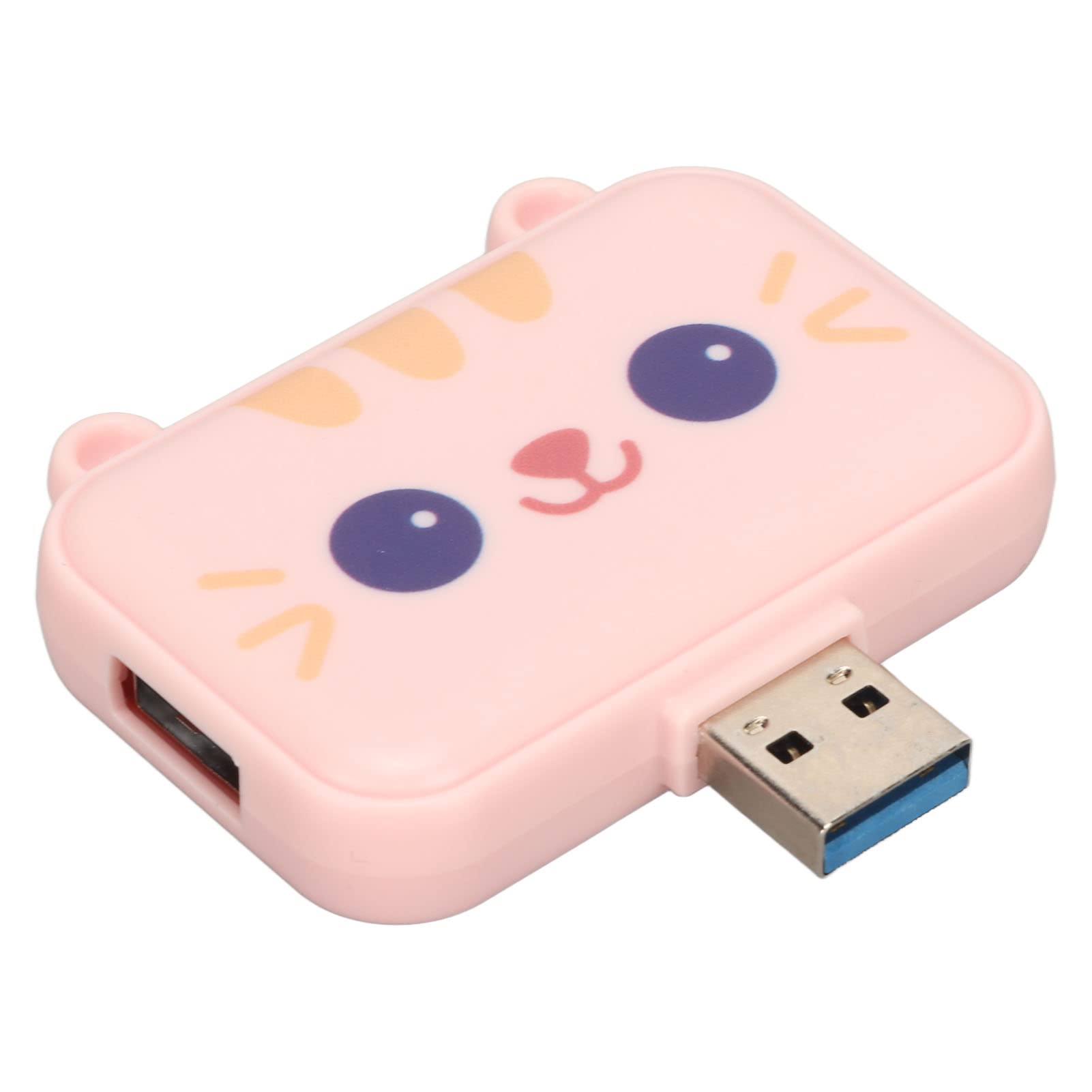 3 in 1 Cute USB Hub, USB A to USB3.0 and USB2.0X 2 Adapter, 5Gbps Multiport USB Docking Station, USB Data Splitter, for Laptop and PC, Girls Student Gift (White)