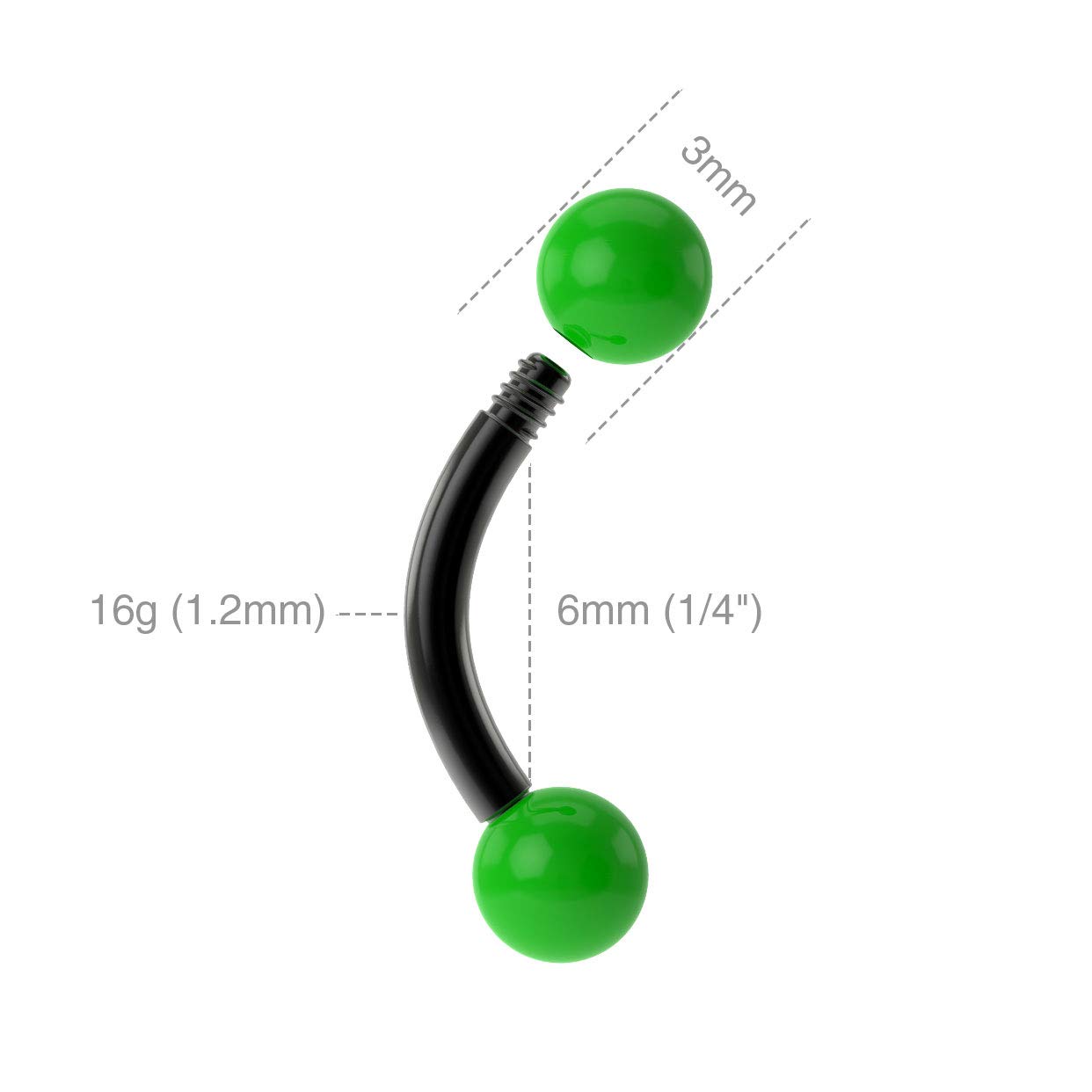 2pc 16g Purple Curved Barbell Acrylic Ball Black Rook 8mm 5/16 Bent Earrings Eyebrow Vertical Labret