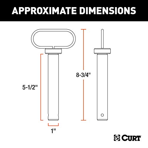 CURT 45803 1 x 5-1/2-Inch Clevis Pin Hitch with Rubber-Coated Handle and Clip