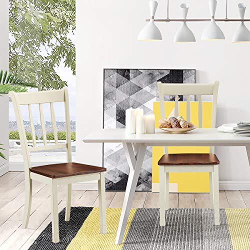 Giantex Solid Wood Dining Chairs Set of 2, Farmhouse Armless Kitchen Chair with Rake Back, Wooden Whitesburg Dining Room Chairs