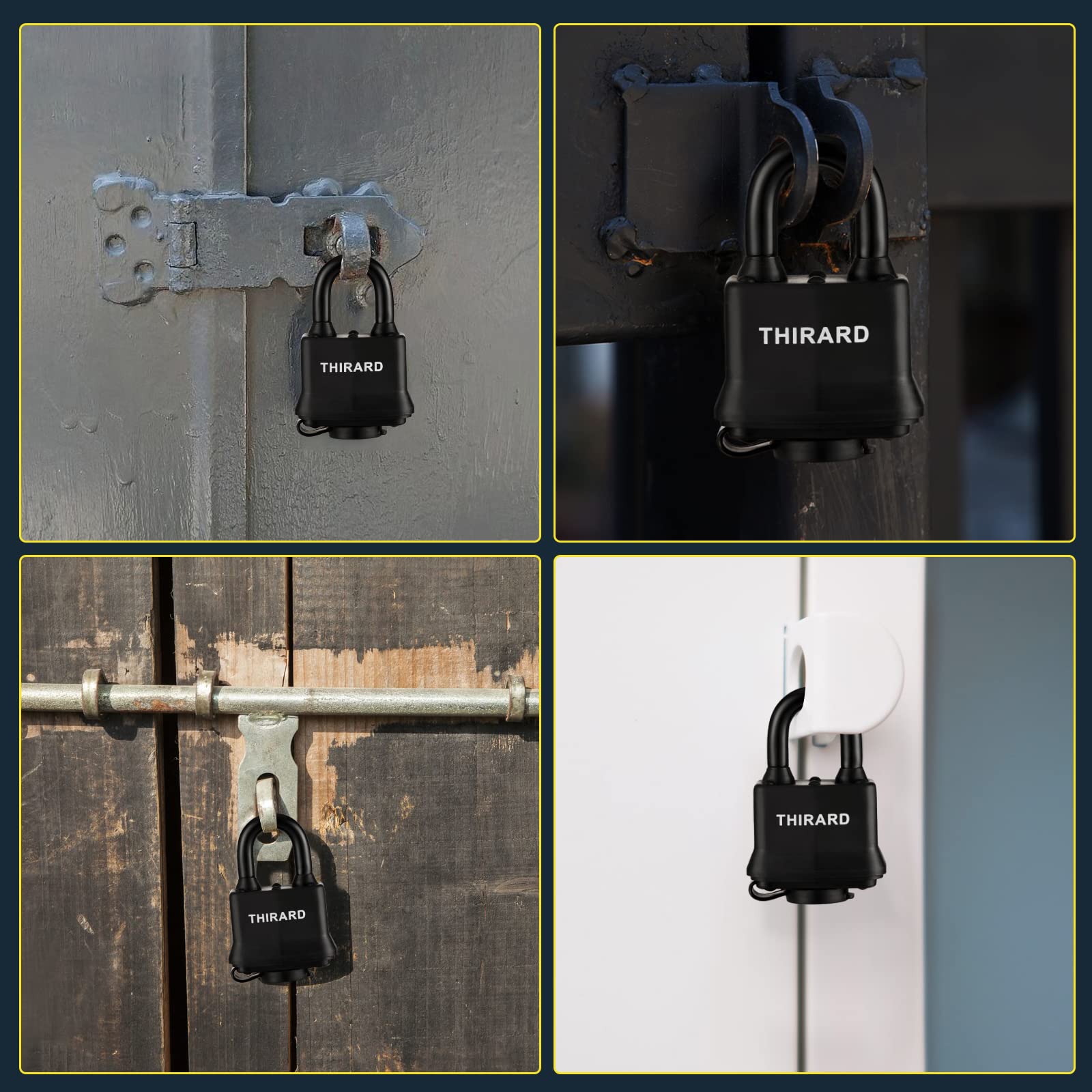 4 Pack Heavy Duty Weatherproof Padlock with Key, 40mm Outdoor Laminated Padlocks Keyed Alike,High Security Pad Lock for Gate,Fence,Storage…