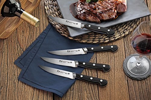 Cangshan V2 Series 1020373 German Steel Forged 4-Piece Steak Knife Set, 5-Inch Blade