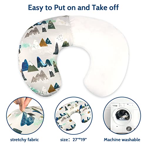 Changing Pad Cover & Nursing Pillow Cover, Neutral Breastfeeding Pillow Slipcover for Baby Boys & Girls, Changing Table Sheets Mountains