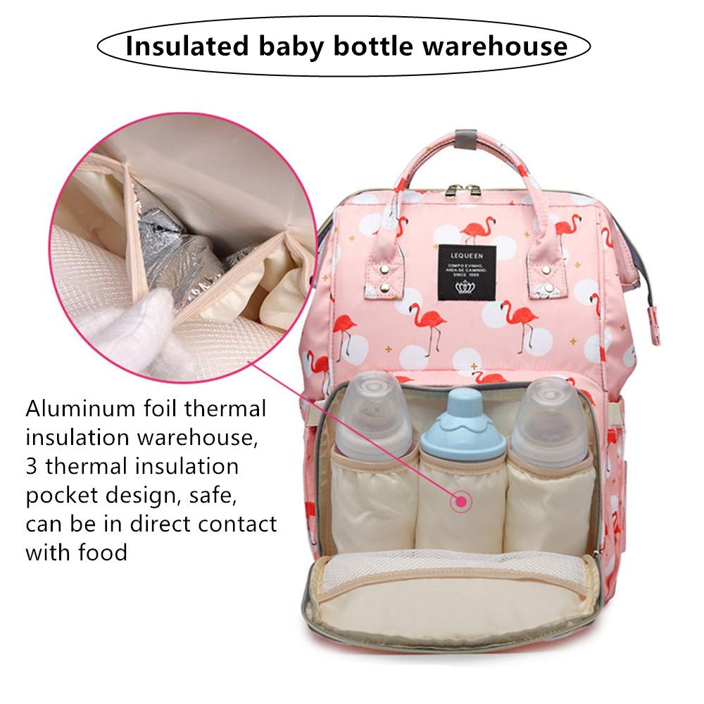 Flamingo Multi-Function Diaper Bag for Baby Care Wide Open Nappy Bags Handbags Royal Blue