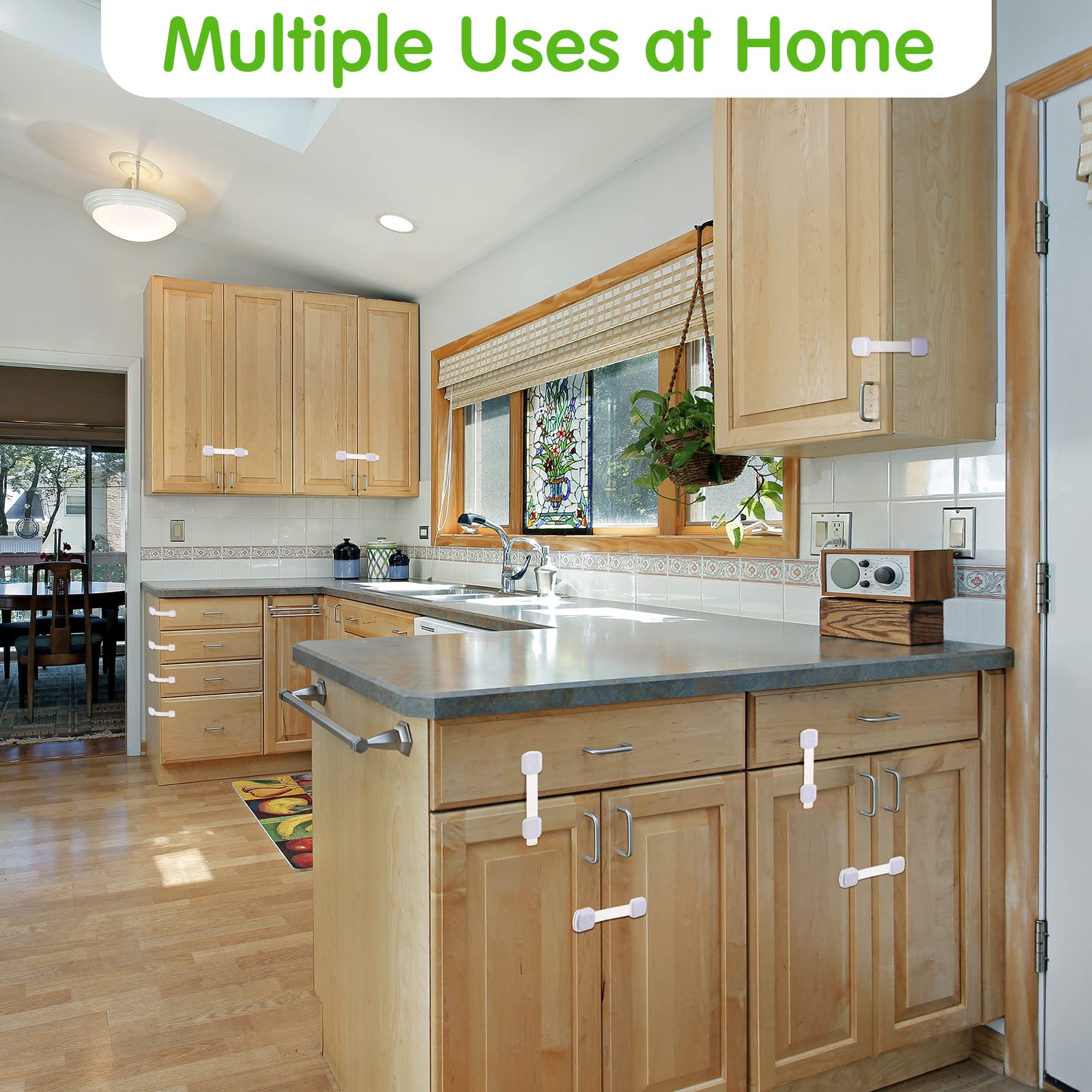 40 Pack Baby Proofing Strap Locks Bulk Child Safety Cabinet Latches Childproof Drawer Locks Adhesives Multi Use for Fridge, Dishwasher, Toilet Seat, Cupboard, Oven, Trash Can, No Drilling