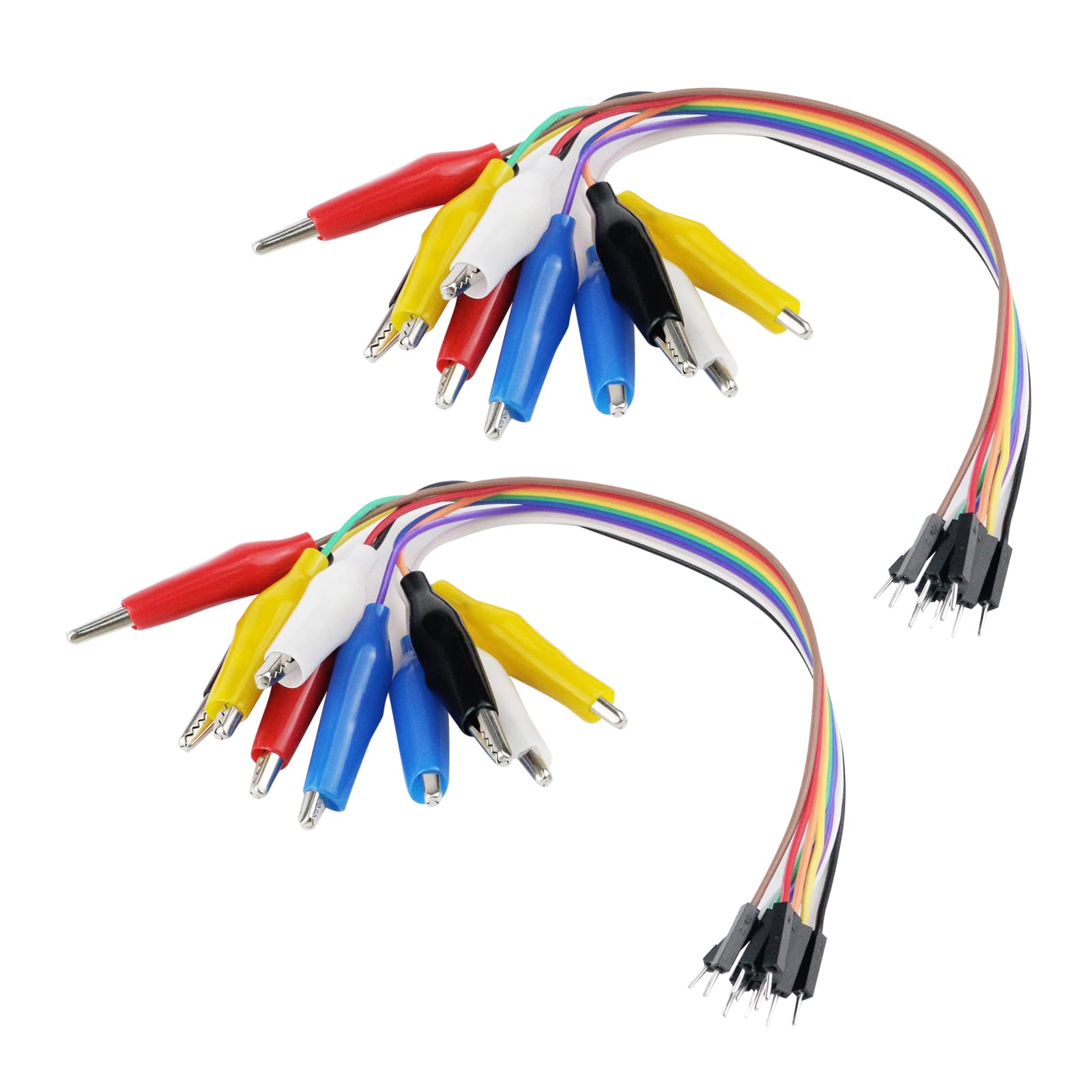 Antrader 2 Pack Alligator Clip to Wire 10pin 20cm Male for Test Lead/Breadboard/Raspberry pi/ 3D Print Prototype