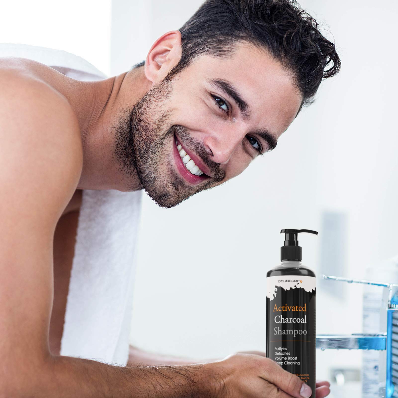 DOUNGURI Sulfate Free Activated Charcoal Hair Shampoo and Conditioner for Clarifying, Detoxification and Volumizing 16oz β Organic Ingredients: Argan (Moroccan), Avocado (Shampoo and Conditioner)