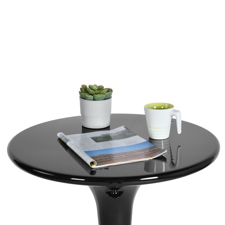 AMNOOL 24 Inch Round Bar Table High Cocktail Table Adjustable Height Margarita Cocktail Glass Shape with Round Metal Base for Living Room, Bar, Cafe (Black)