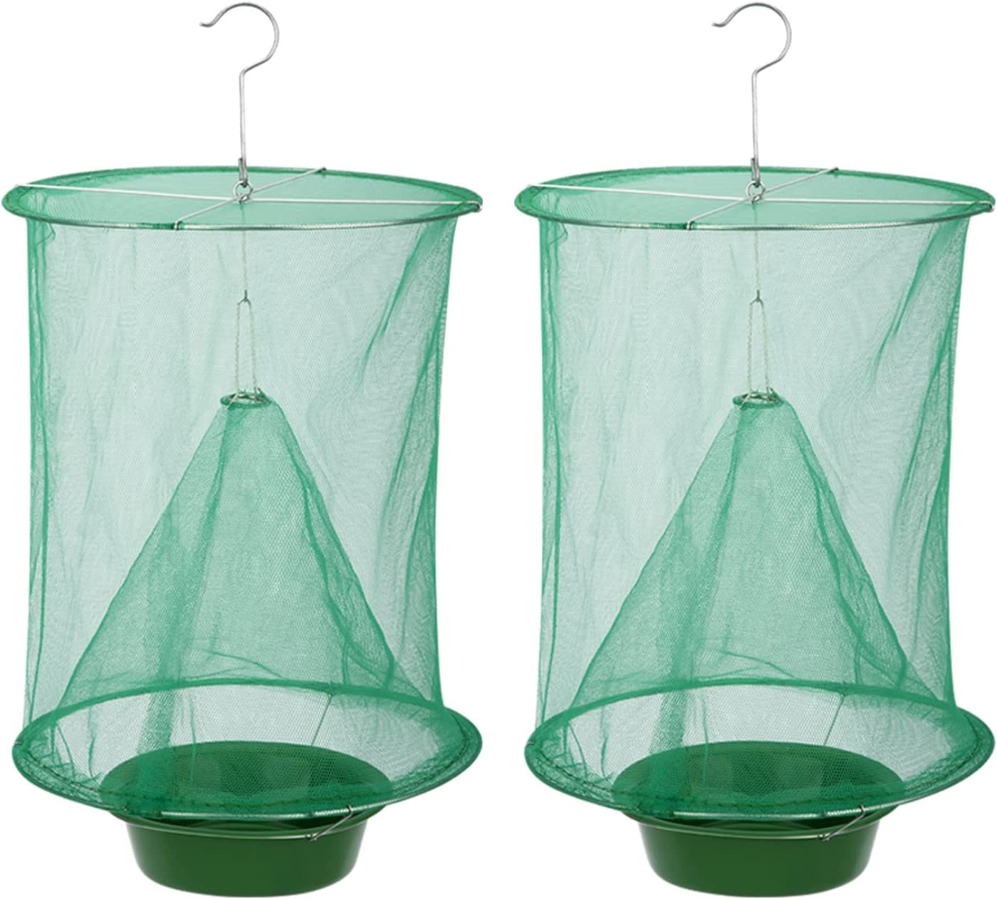 2/8 Set Ranch Fly ππ«ap - Reusable Fly ππ«ap with ππit Tray Upgraded Fly πππcher Cage Effective Fly Bag for Indoor Outdoor Hanging Family Farms,Stable,Garden,Orchard,Park,Restaurants (2Set)