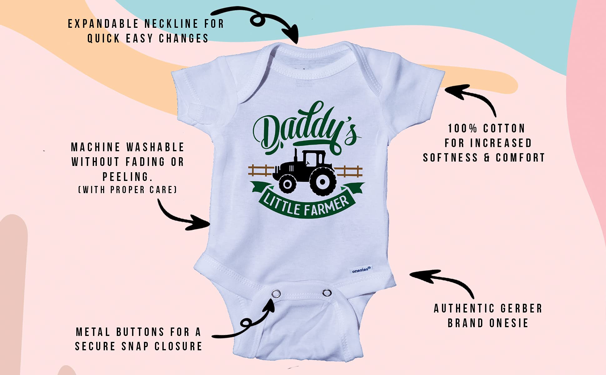 Ink Trendz® Daddy's Little Farmer Farming Tractor Infant Onesie® Bodysuit (3-6 Months) White