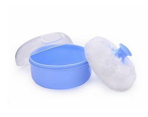 ericotry 2 Pcs Baby After-Bath Powder Puff Sponge Box Kit Dispensor DIY Make up Cosmetic Loose Powder Jar Container Case (Blue)