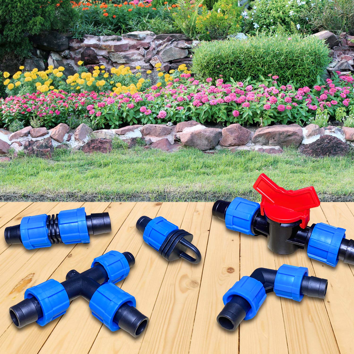 JTooloife 12 Pieces Drip Irrigation Elbow 1/2 Inch Universal Adapter Drip Tubing Fittings Connector Barbed Locking Fitting Fits Most 16-17mm Drip Tape and Tubing (12, Elbow)