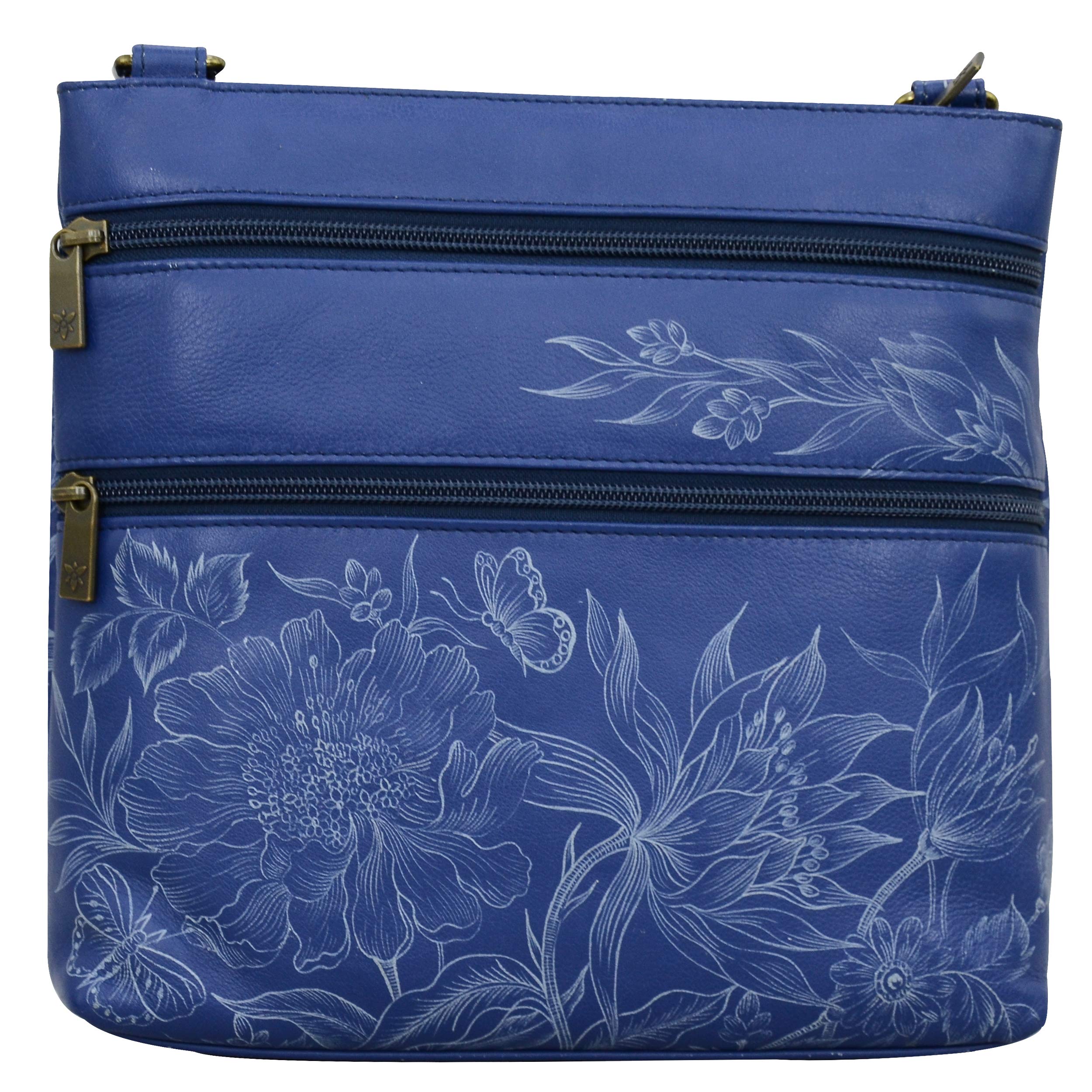 Anuschka Women's Original Hand-Painted Leather Crossbody with Front Zip Organizer & RFID Card Protection, Garden of Delights