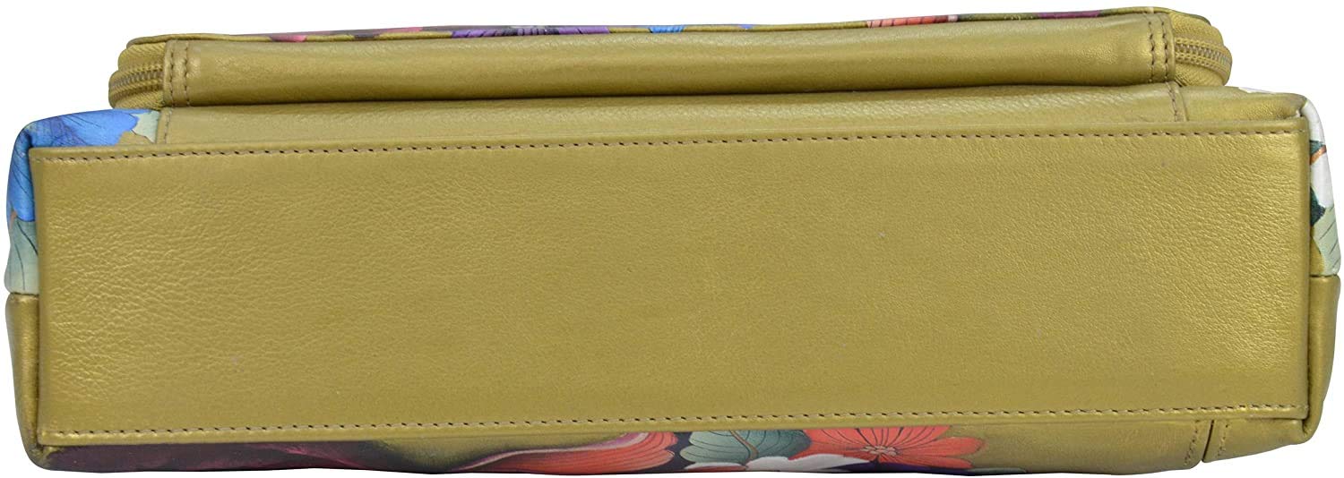 Anuschka Women’s Genuine Leather Shoulder Organiser - Hand Painted Exterior - Dreamy Floral