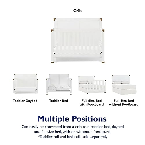 Baby Relax Miles 5-in-1 Convertible Crib, Nursery Furniture, Classic White