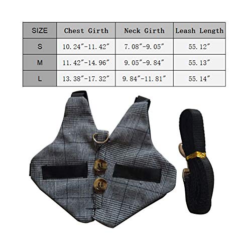 Cute Rabbit Harness and Leash for Walking,No Pull Adjustable Formal Suit Style Plaid Stripe Harness for Rabbit Kitten Chinchilla, Squirrel, Marten & Mink Small Animal(2 Pcs) (M)