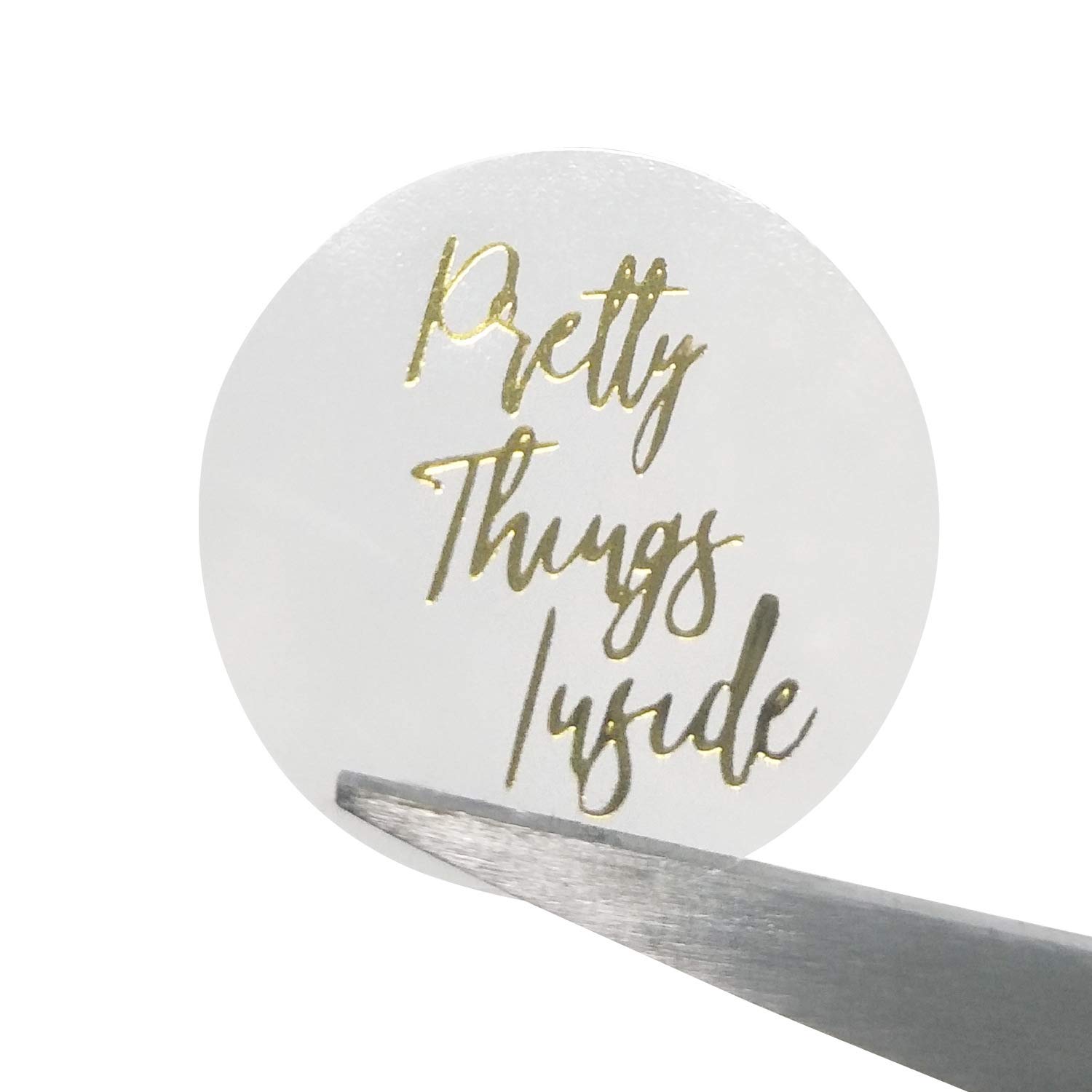 FUNWALTILES Clear Gold Pretty Things Inside 500pcs Wedding Gift Decoration Mail Seals Roll Labels Sticker Round 1"