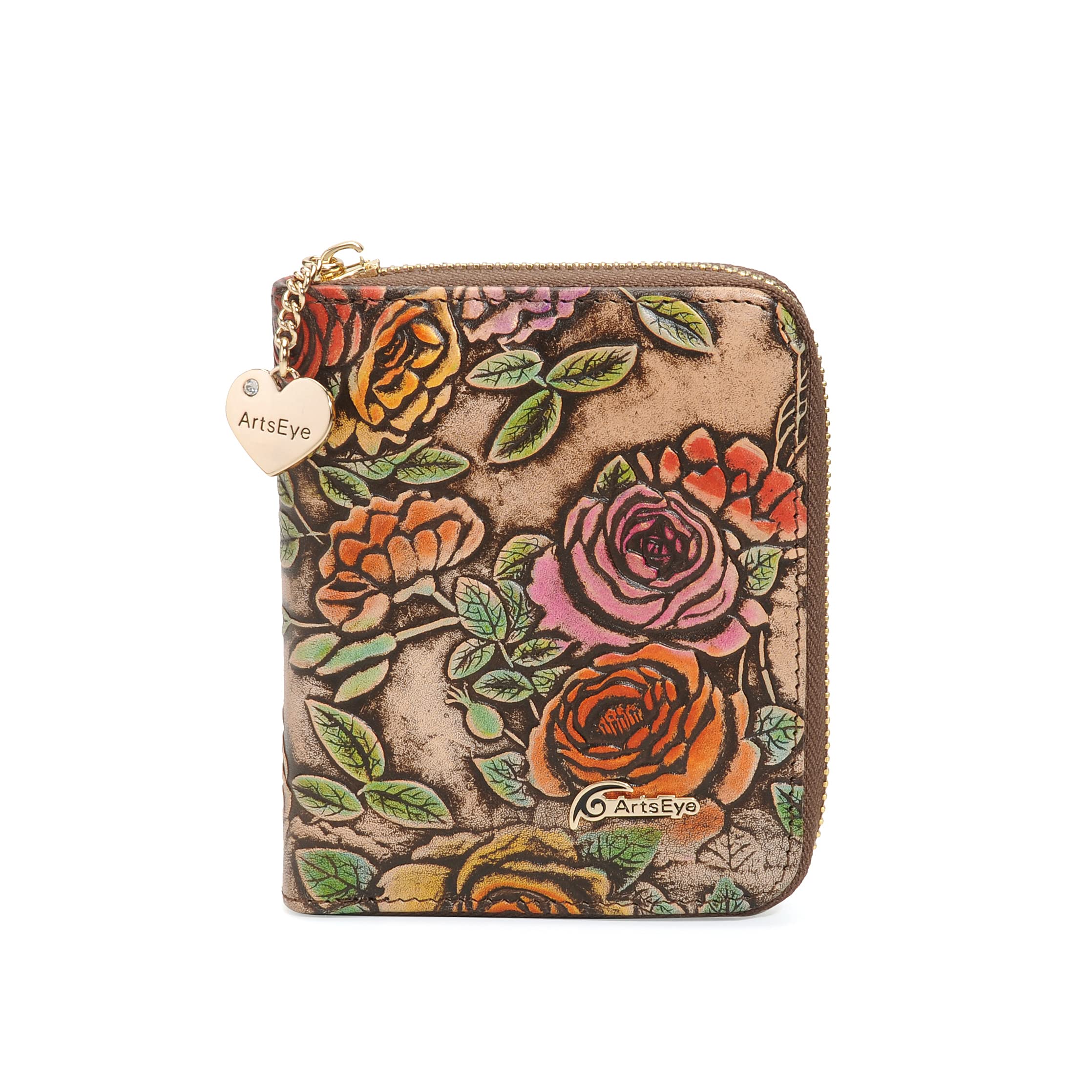 ArtsEye Women's Short Zip Around Wallet (purple rose)