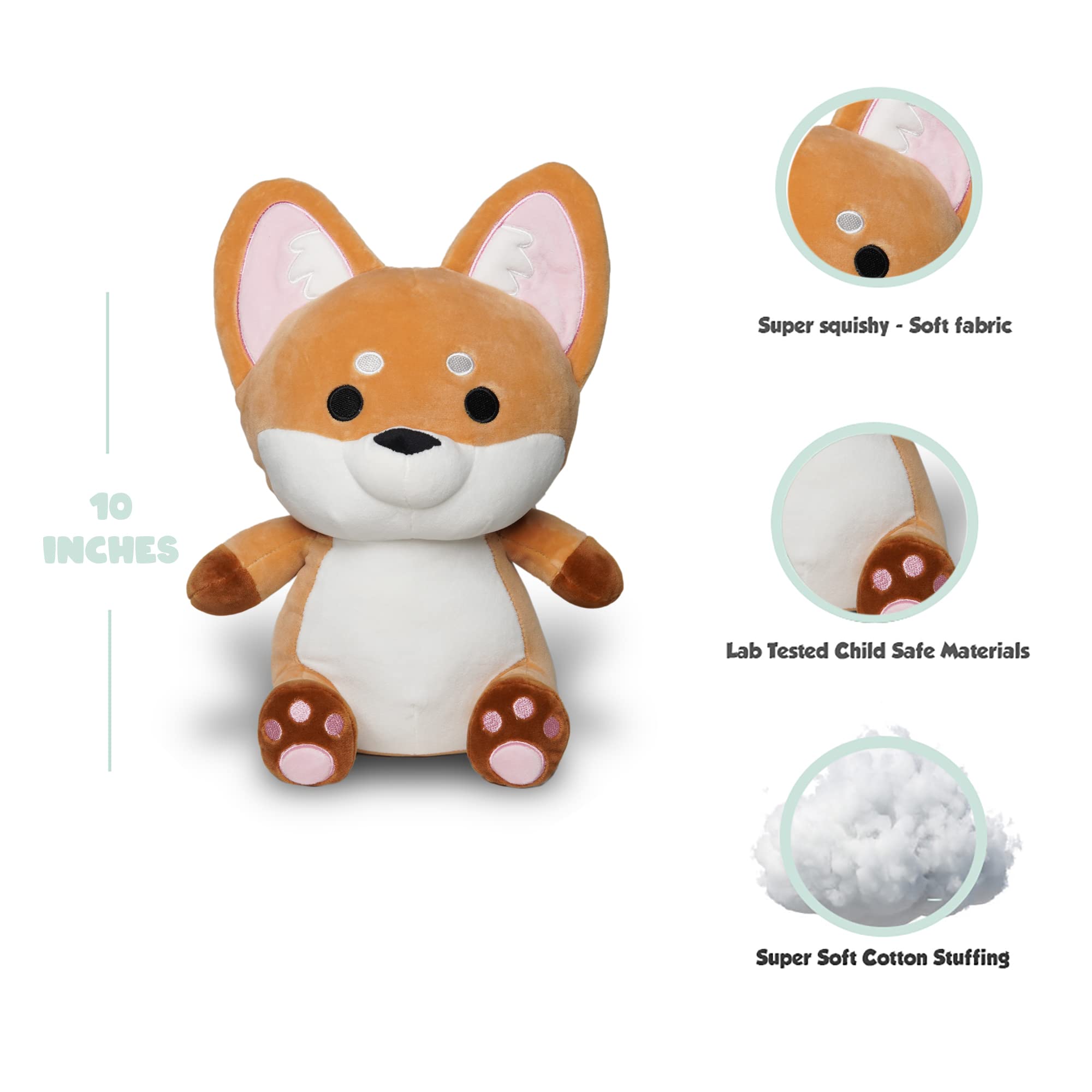 Avocatt Fennec Fox Stuffed Plush - 10 Inches Fennec Fox Stuffed Animal Plushie - Squishy Cute Toy Plush for Boys and Girls