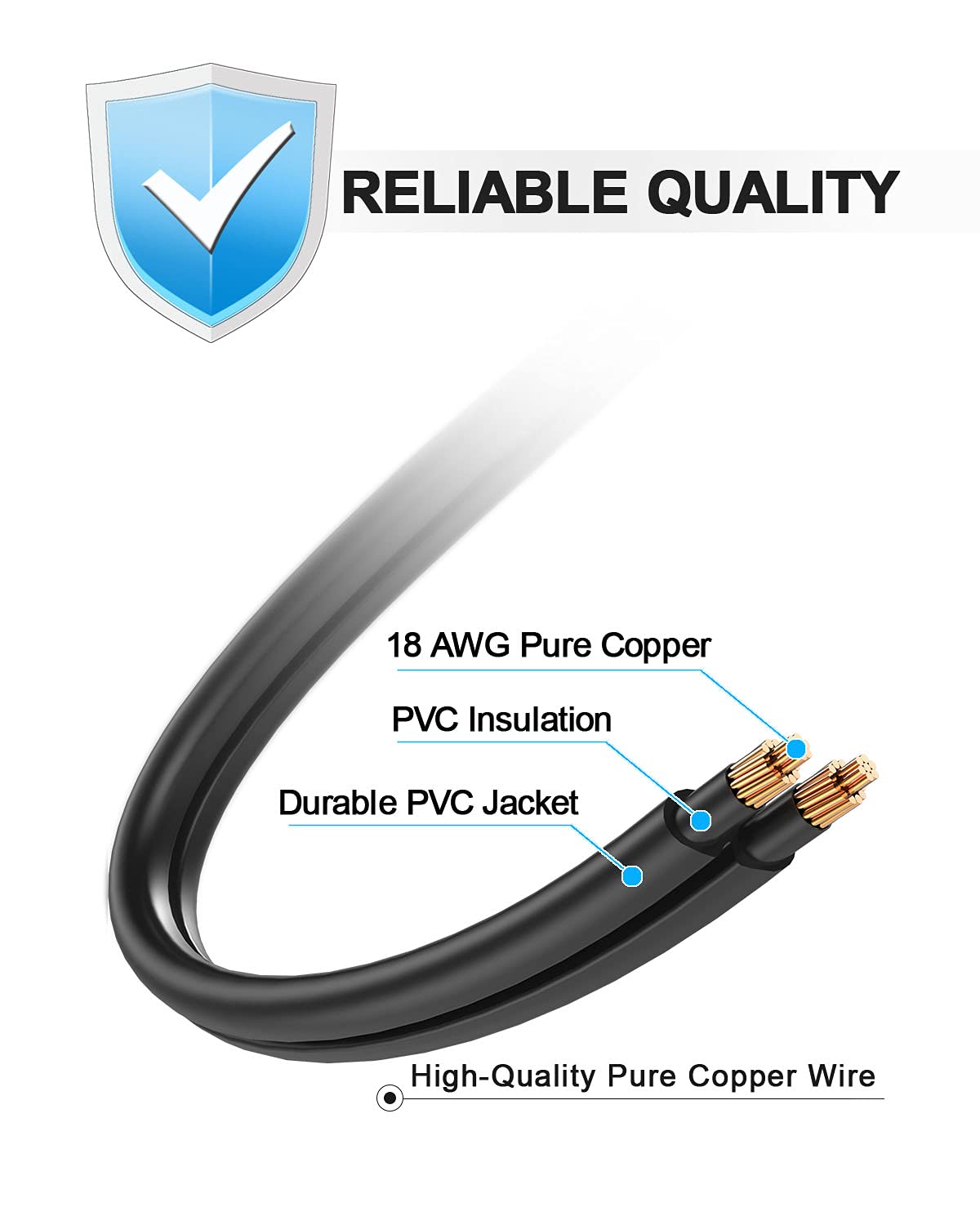 15Ft AC Power Cord for PS5 PS4 PS3,Xbox One S/X,Samsung TCL Roku Apple Toshiba Insignia LED LCD Smart TV,2 Prong Power Cable Replacement for HP Canon Printer