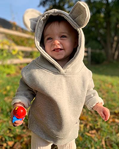 QLIPIN Unisex Baby Sweatshirt Hooded Sweatshirt Long Sleeve Sweat Top Grey