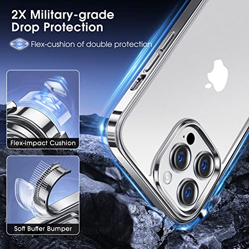 Alphex Official Color Match for iPhone 14 Pro Max Case, Anti-Fingerprints, 10FT Military Grade Protective, Soft Glossy Matte Slim Women Men Phone Cover 6.7 inch, Silver