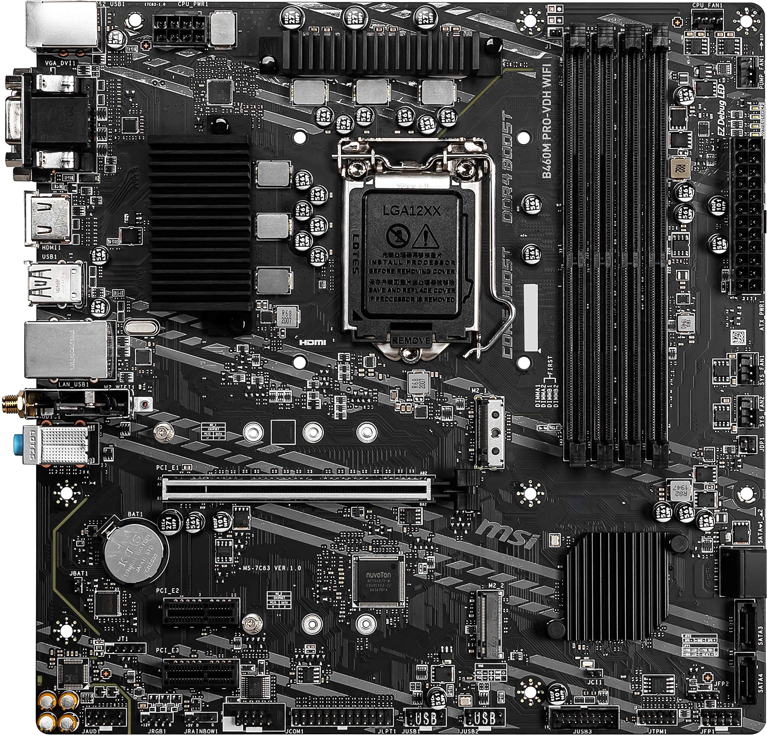 MSI B460M PRO-VDH WiFi ProSeries Motherboard (mATX, 10th Gen Intel Core, LGA 1200 Socket, DDR4, Dual M.2 Slots, USB 3.2 Gen 1, 2.5G LAN, D-SUB/DVI/HDMI, Wi-Fi) (Renewed)