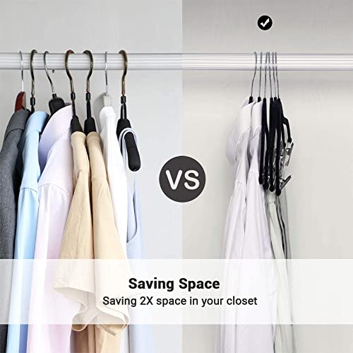 SONGMICS 30 Black Skirt Hangers Bundle with 24 Light Pink Pants Hangers, 16.7-Inch Coat Hangers with Moveable Clips, Heavy-Duty, Black and Light Pink UCRF12B30 and UCRF14PK24