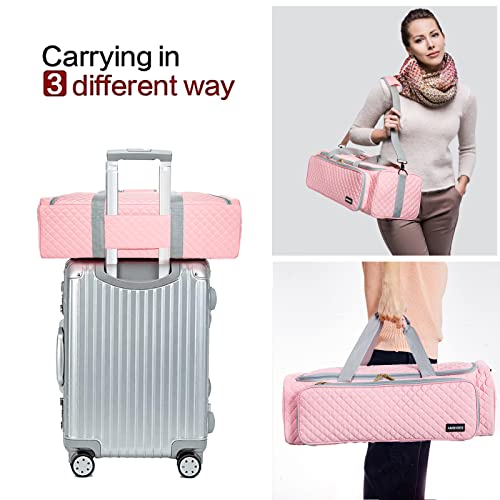AMOIGEE Carrying Case for Cricut Explore Air 2, Cricut Maker 3, Cricut Explore 3, Pink Storage Organizer for Cricut accessories, Quilted Cricut Bag Only