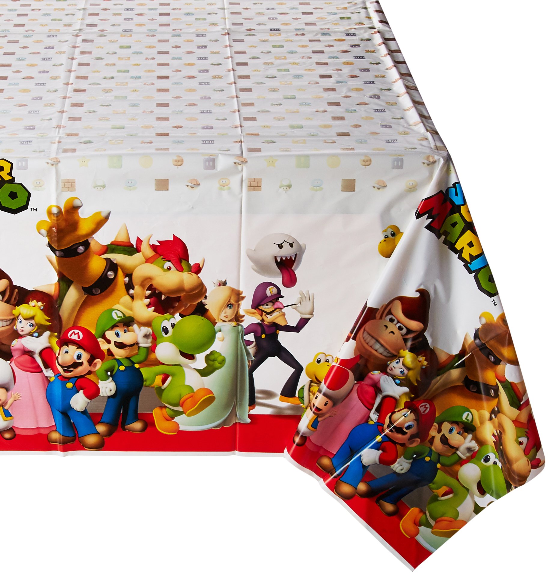 Amscan Delightful Multicolor Plastic Super Mario Brothers Table Covers - 54" x 96" (Pack of 6) - Durable, Easy-to-Clean & Reusable Covers - Perfect for Parties, Birthdays & Themed Events